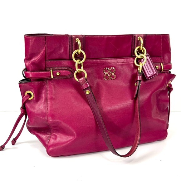 Coach | Bags | Coach Madison Fuchsia Raspberry Leather Large Tote ...